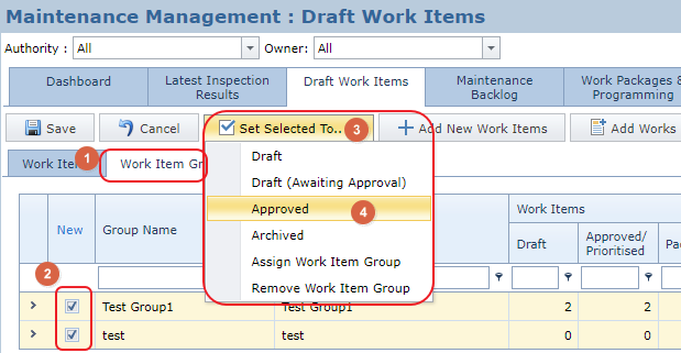 Maintenance Management (Workbank): Work Item Groups
