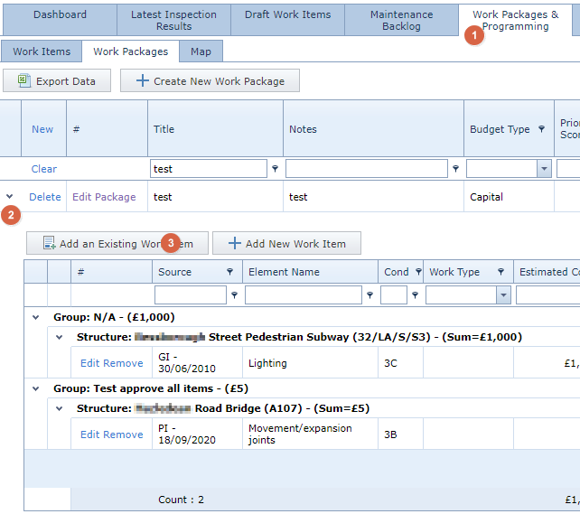 Maintenance Management (Workbank): Work Item Groups